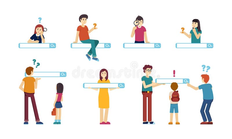 Search Bar. Web Ui Frames with People and Search Forms Vector ...
