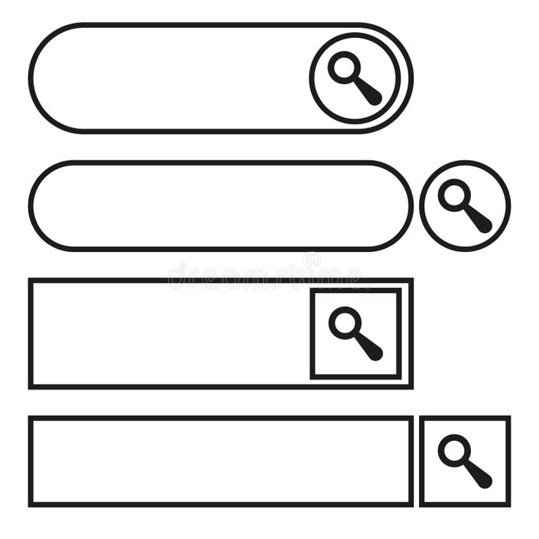Search Bars Design Set. Magnifying Glass Icons. Vector Web Elements ...