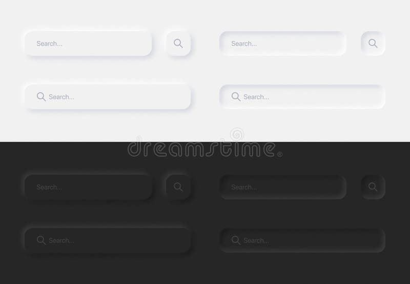 Search Bars in Different Variations UI Neumorphic Design Elements Set ...