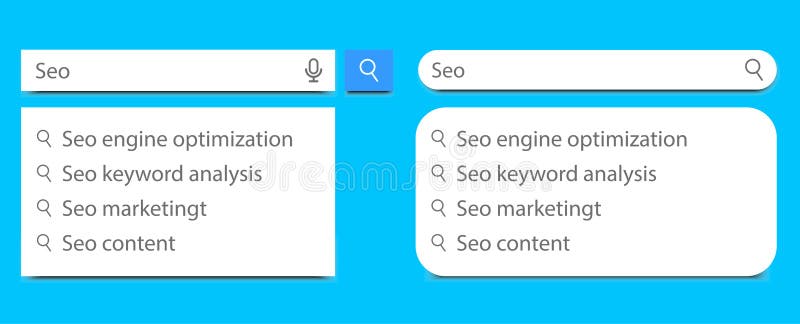 Search Bars Templates Set with Pop Up List or Search Results. Vector ...
