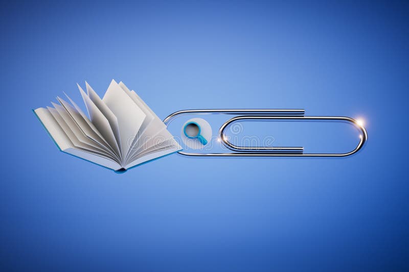 Search for Books on the Internet. an Open Book and a Paperclip in the ...