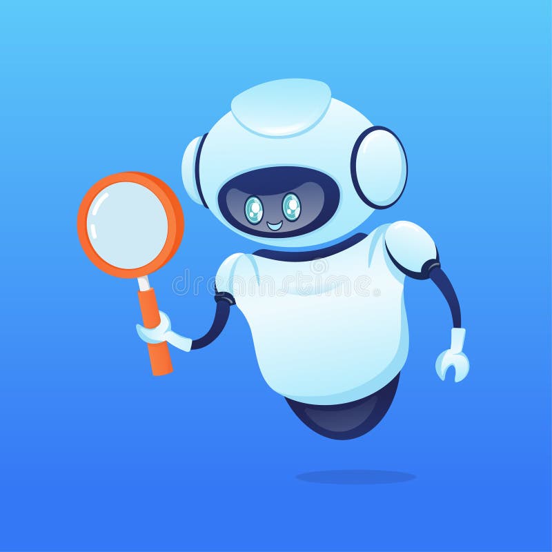 Search Bot in Cartoon Style. Artificial Intelligence. Isometric Vector ...