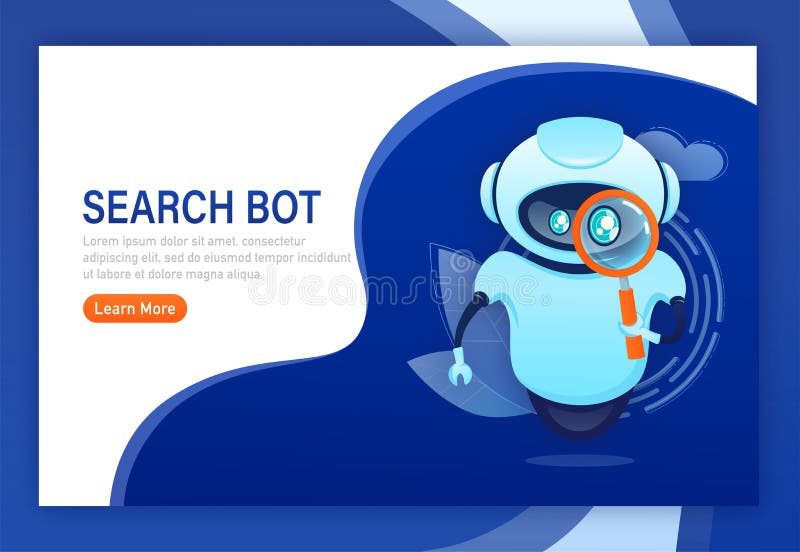 Search Bot in Cartoon Style. Artificial Intelligence. Isometric Vector ...