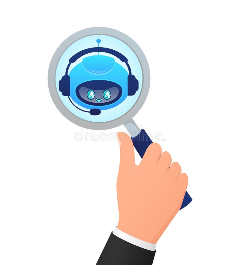 Search Bot in Cartoon Style. Artificial Intelligence. Isometric Vector ...