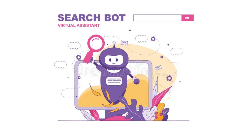 Search Bot Virtual Assistant Vector Illustration. Stock Vector ...