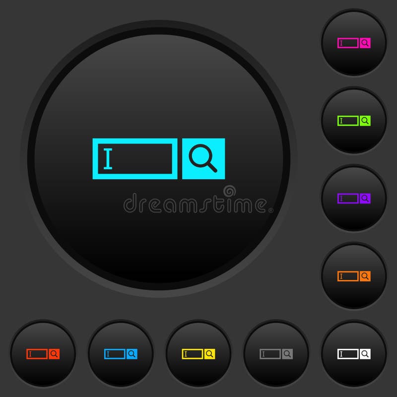 Search Box with Cursor Dark Push Buttons with Color Icons Stock Vector ...