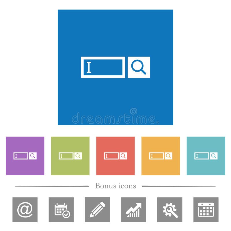 Search Box with Cursor Flat White Icons in Square Backgrounds Stock ...