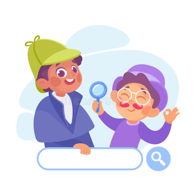 Search with Boy Detective with Browser Field Vector Illustration Stock ...