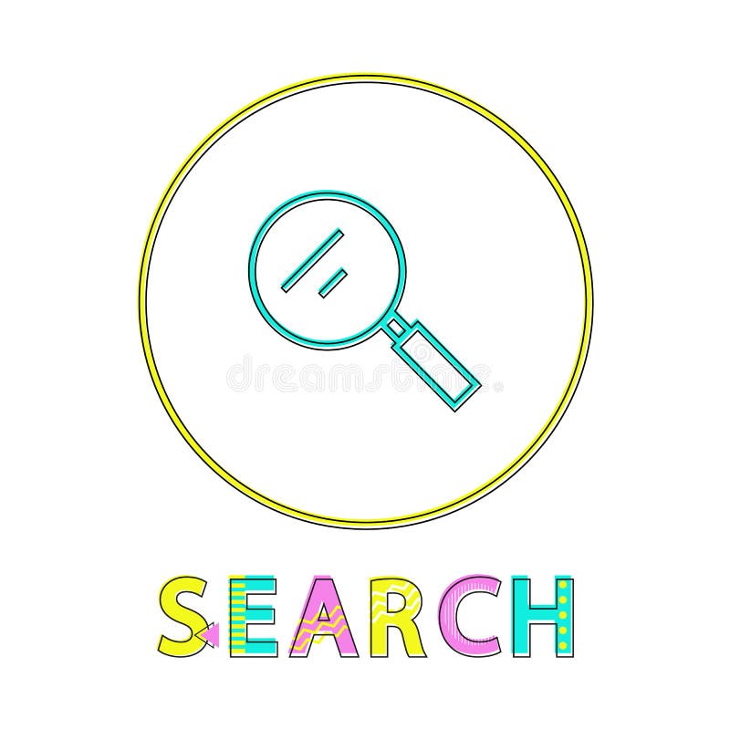 Search Bright Linear Round Icon with Magnifier Stock Vector ...