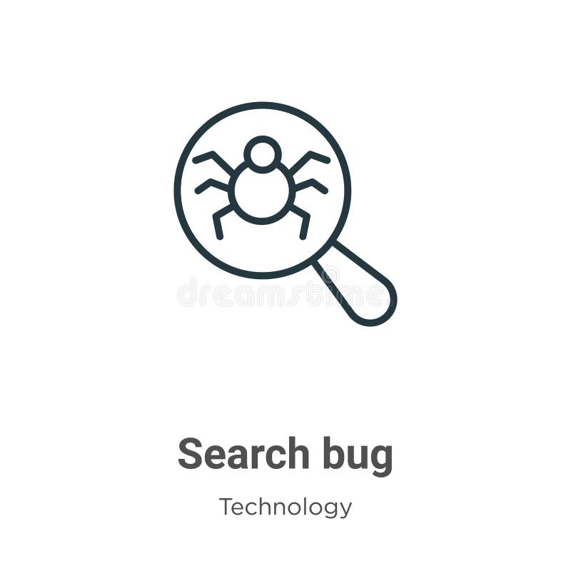 Search Bug Outline Vector Icon. Thin Line Black Search Bug Icon, Flat ...