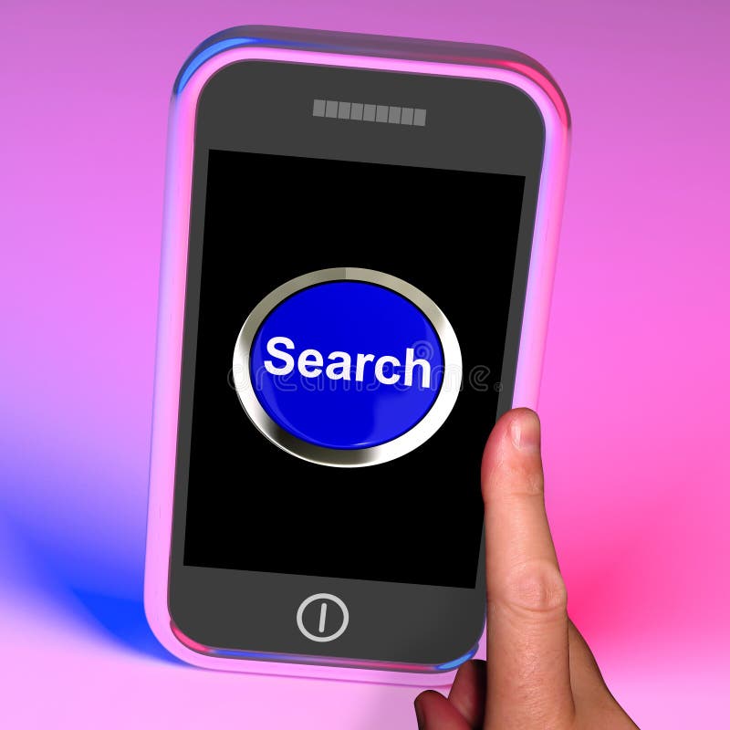 Search Button on Mobile Shows Internet Access Stock Illustration ...