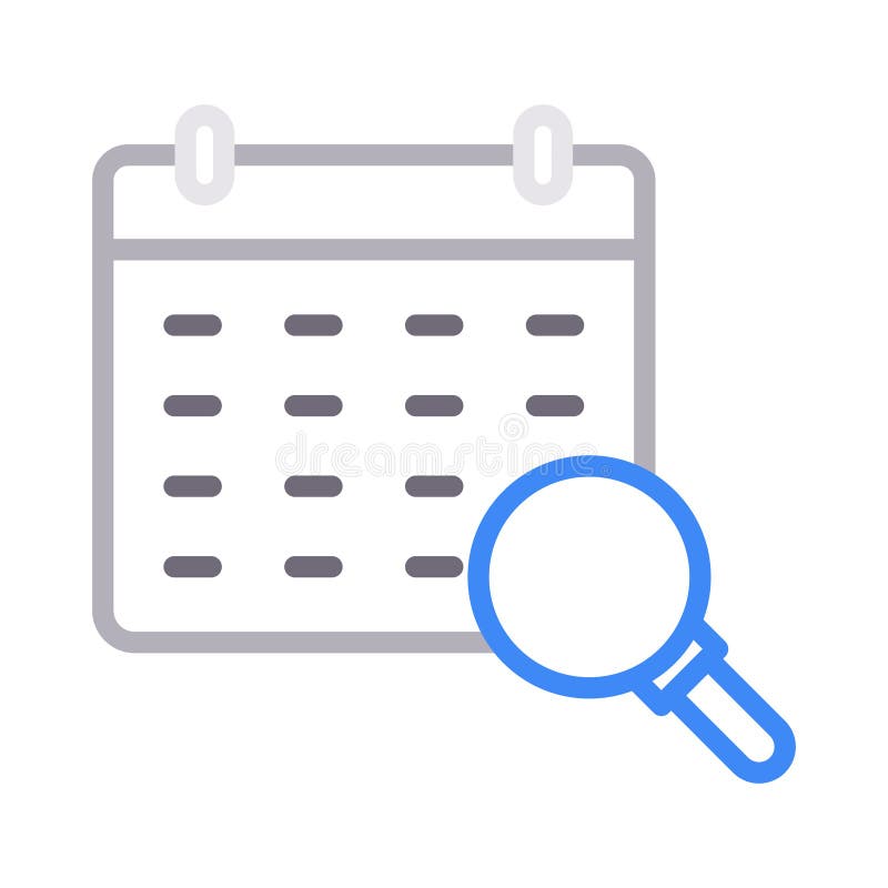 Search Calendar Thin Color Line Vector Icon Stock Vector - Illustration ...