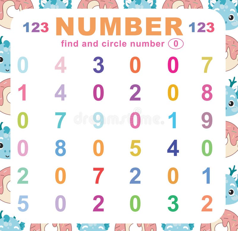 Search and Circle Number on the Worksheet Stock Vector - Illustration ...