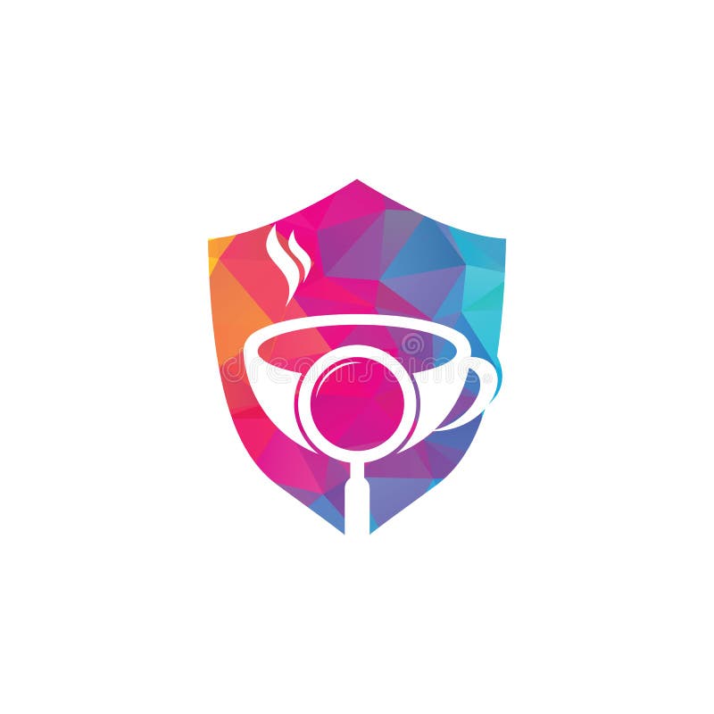 Search Coffee Shield Shape Concept Logo Template Stock Vector ...