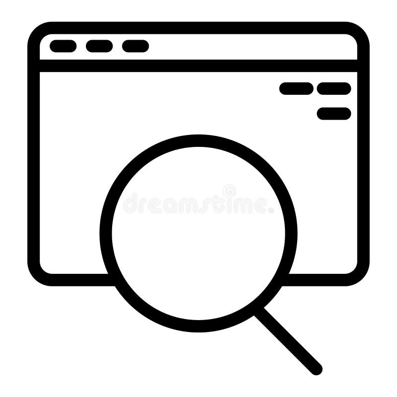 Search and Computer Browser Line Icon. Browser and Magnifying Glass ...