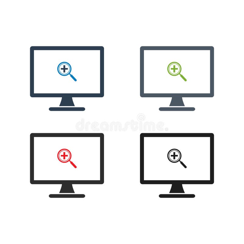 Search in Computer Icon. stock vector. Illustration of screen - 199684626
