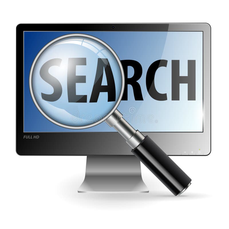 Magnifier and Search word stock illustration. Illustration of search ...