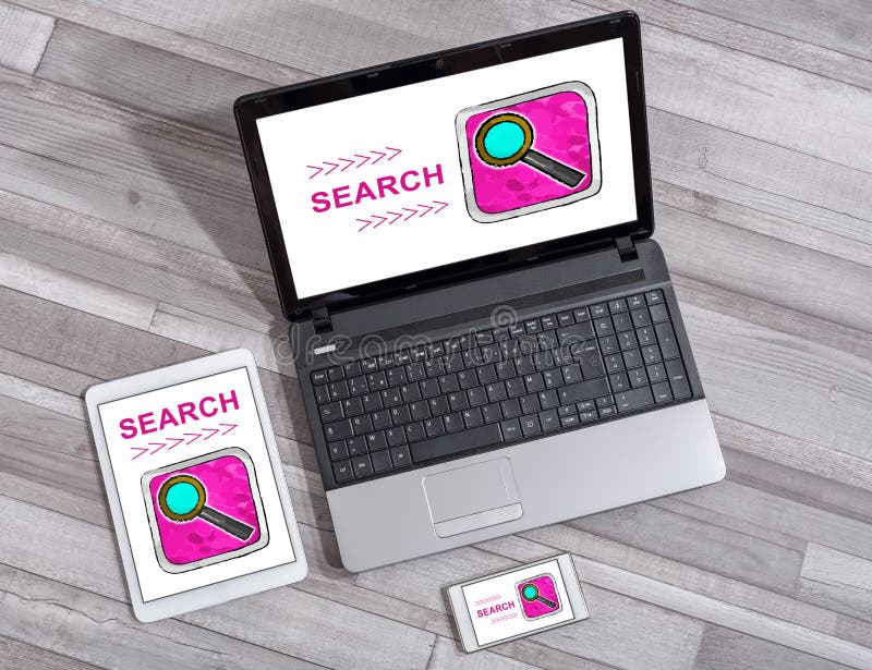 Search Concept on Different Devices Stock Photo - Image of searching ...