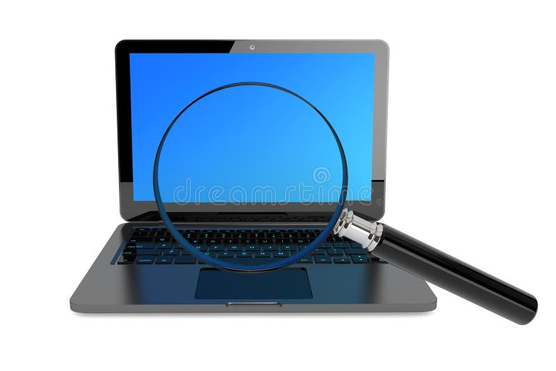 Computer Search or System Update Stock Photo - Image of magnifier ...