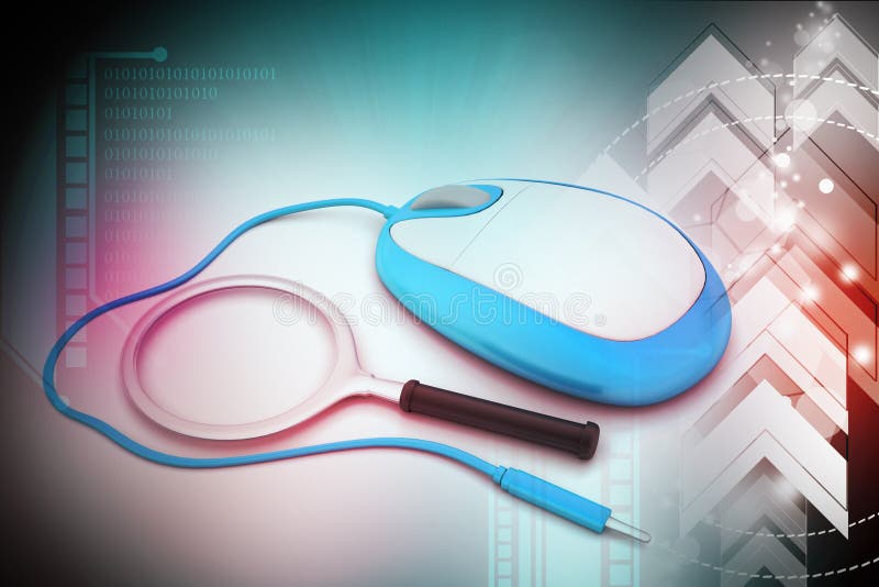 Search Concept. Magnifying Glass with Computer Mouse Stock Image ...