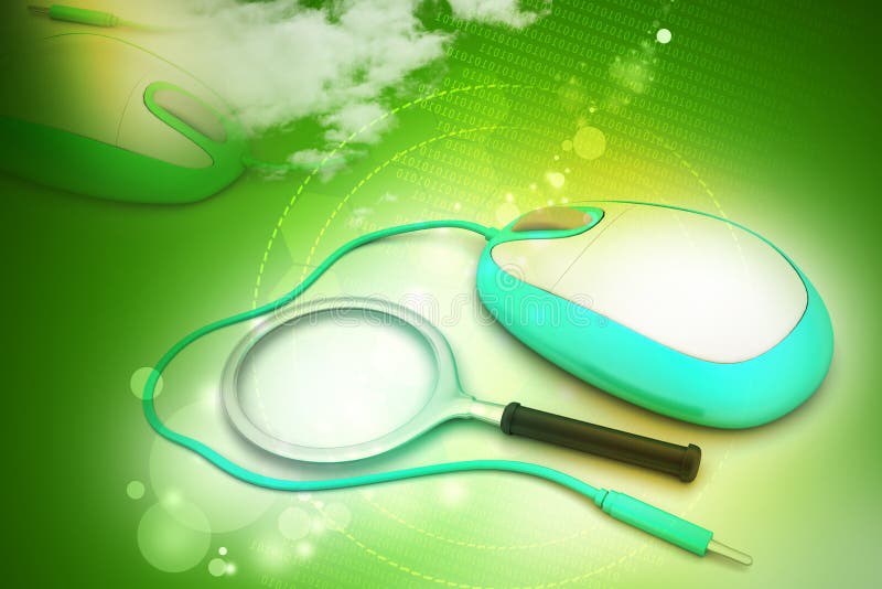 Search Concept. Magnifying Glass with Computer Mouse Stock Image ...