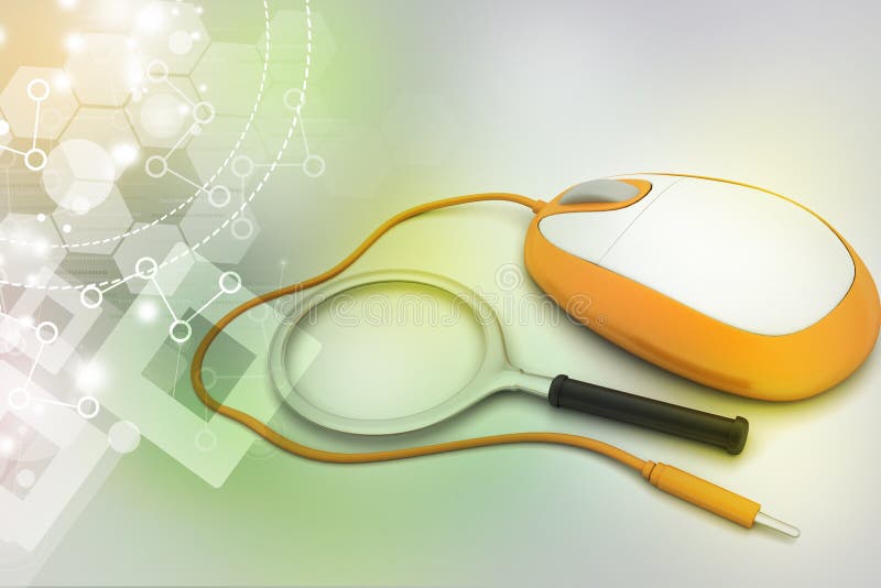 Search Concept. Magnifying Glass with Computer Mouse Stock Image ...