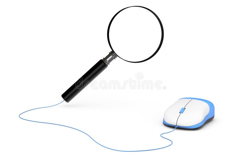 Search Concept. Magnifying Glass Connected To A Computer Mouse Stock ...