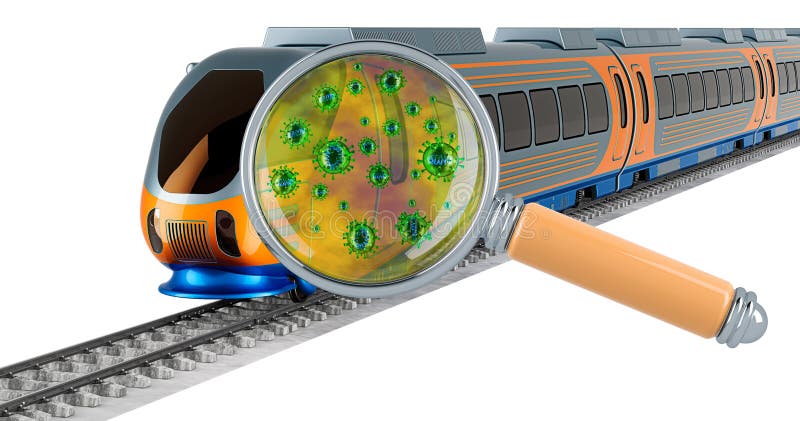 Search Coronavirus in Train, 3D Rendering Stock Illustration ...