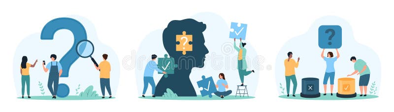 Search for Correct Answer To Question Set, Tiny People Choose Cross and ...