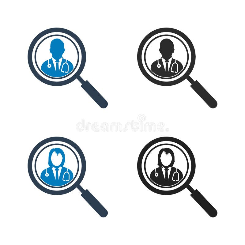 Search Doctor Icon Set. stock vector. Illustration of vector - 172421628