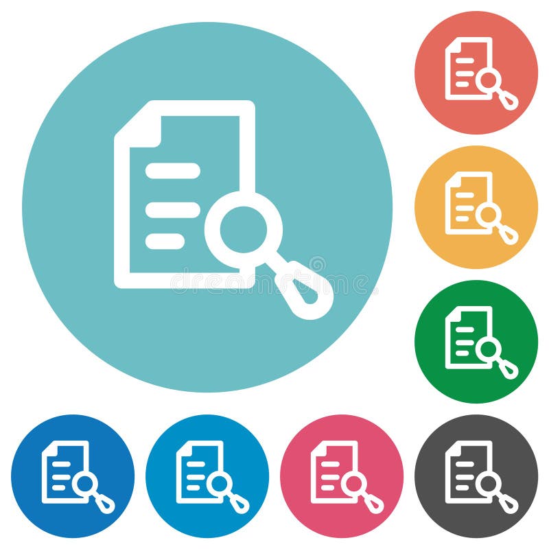 Search Document Flat Round Icons Stock Vector - Illustration of investigation, database: 306207540