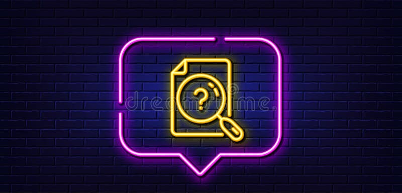 Search Document Line Icon. Help Book Sign. Neon Light Speech Bubble ...