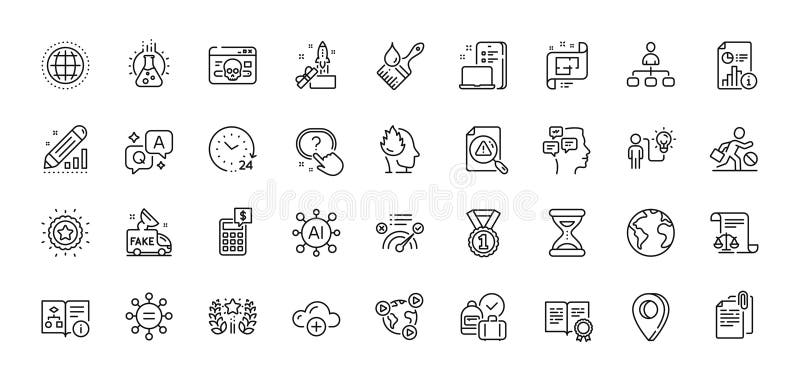 Search Document, Ranking and Report Line Icons Pack. for Web App. Line ...