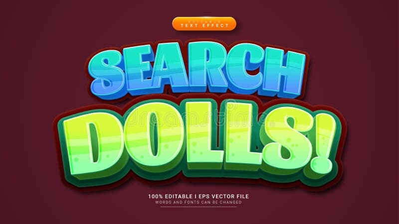 Search Dolls 3d Text Style Effect Template Stock Vector - Illustration ...