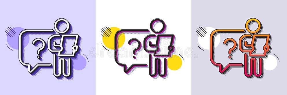 Search Employee Line Icon. Interview Candidate Sign. Halftone Dotted ...