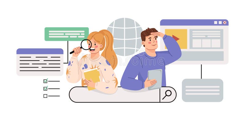 Search Engine Concept with Characters. Vector Illustration Stock Vector ...