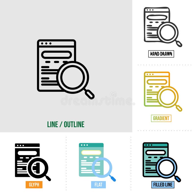 Search Engine Icon in Six Different Styles, Based on Outline Style, Seo ...