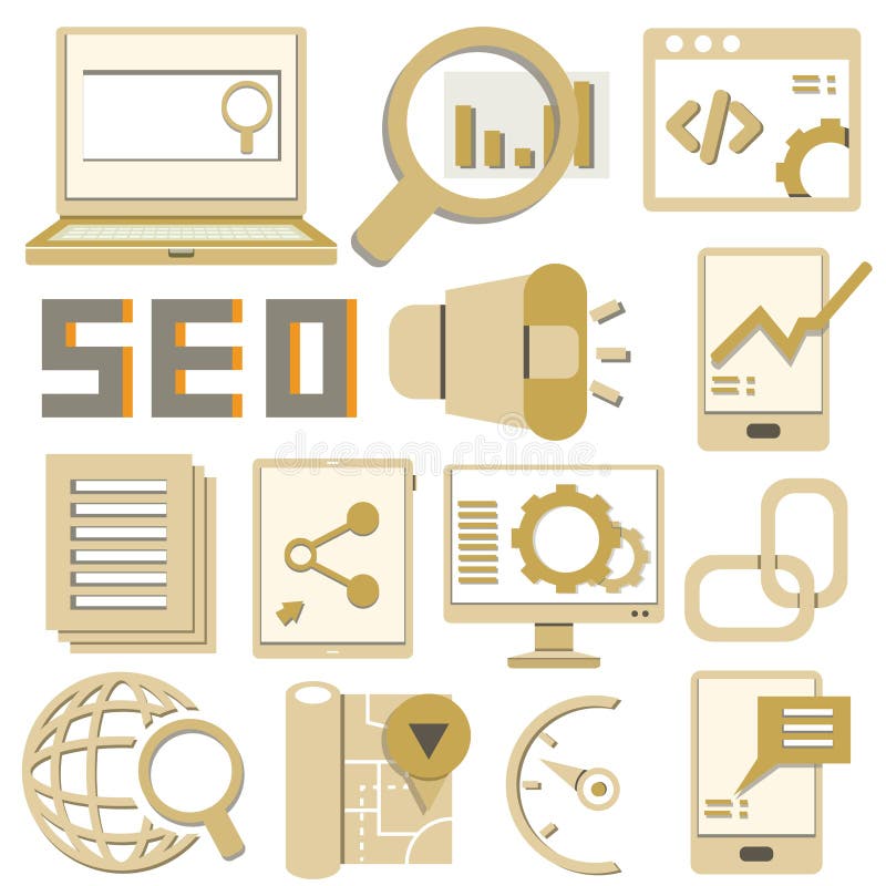 Search engine icons stock illustration. Illustration of optimization ...