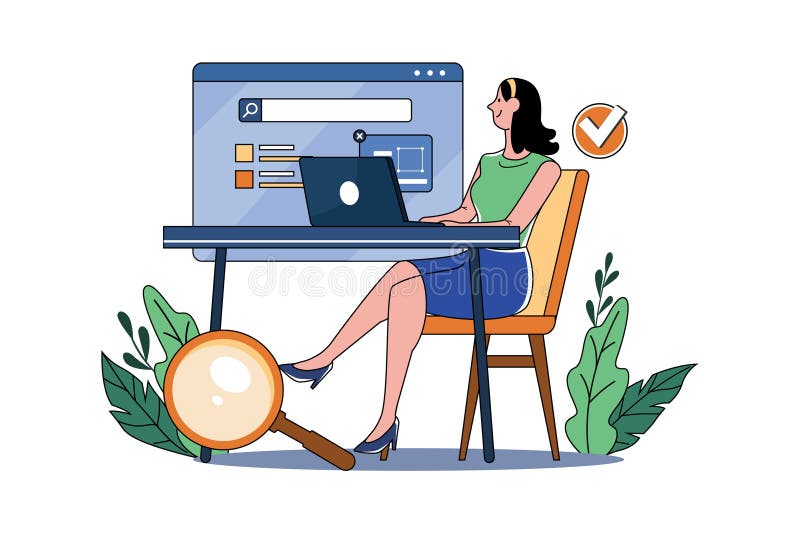 Search Engine Illustration Concept on White Background Stock Vector ...