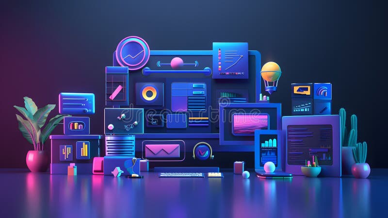 Search Engine Interface with Interactive Rotation. Stock Illustration ...