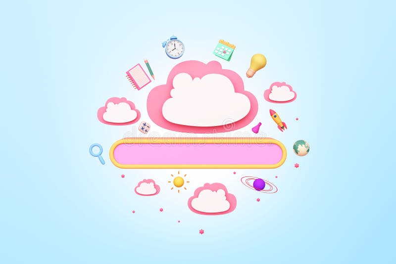 Search Engine Internet Online Learning Kids Cute Pink Cloud Message ...