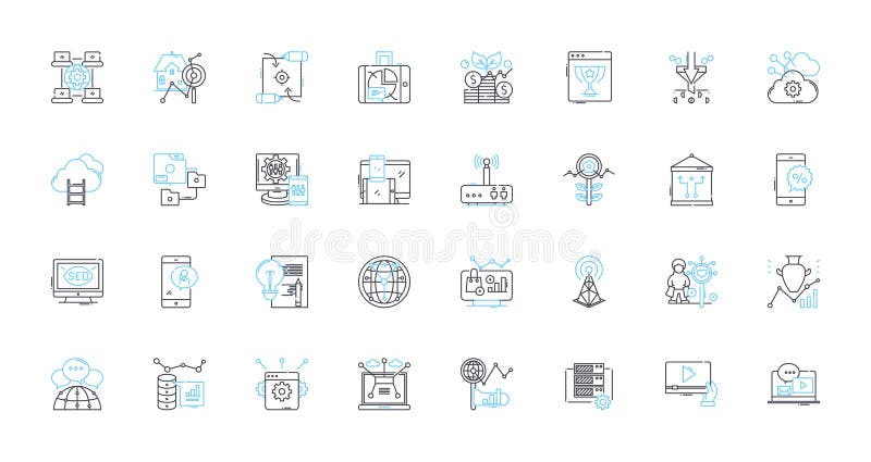 Search Engine Linear Icons Set. Google, Bing, Yahoo, DuckDuckGo ...