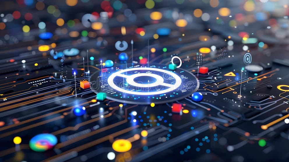 Search Engine Logo Surrounded by Floating Data. Stock Illustration ...