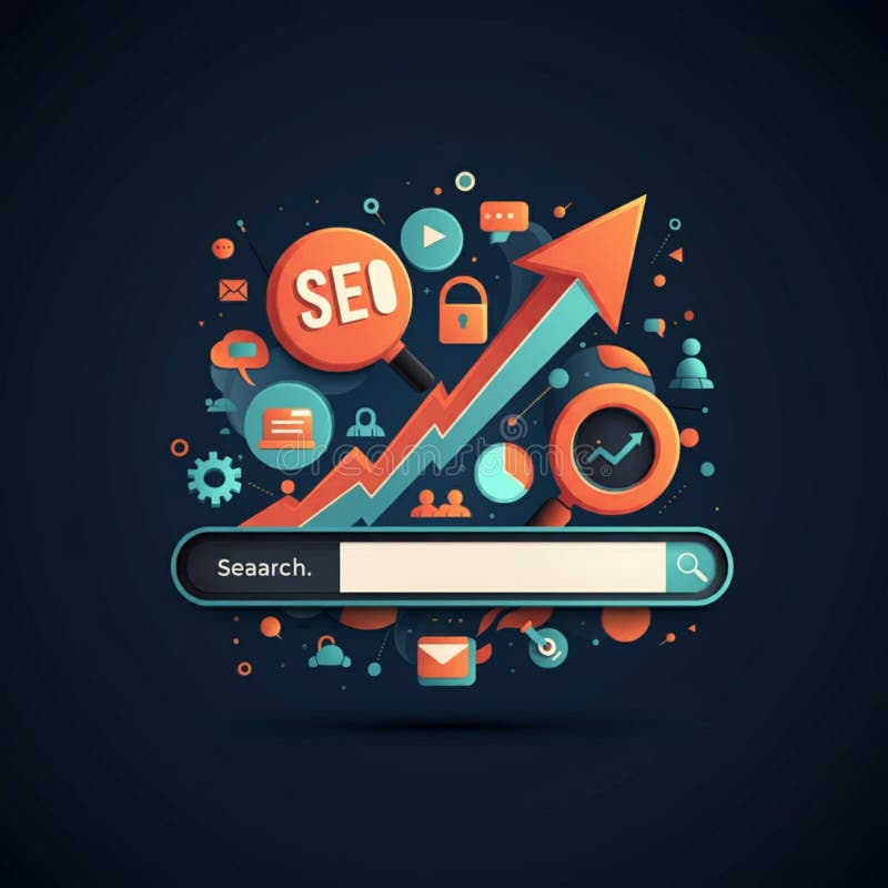 Search Engine Optimization Concept Art Features Colorful Icons Like a ...