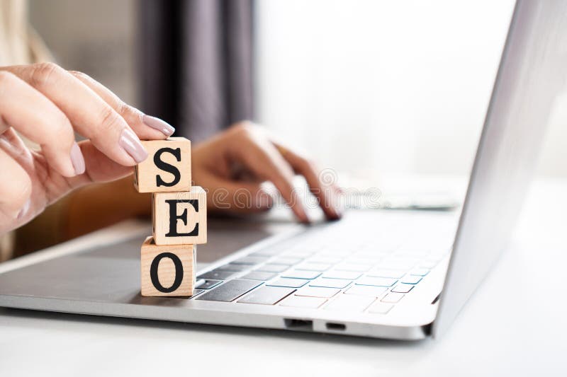 Search Engine Optimization Concept with Woman Hand Typing on Keyboard ...