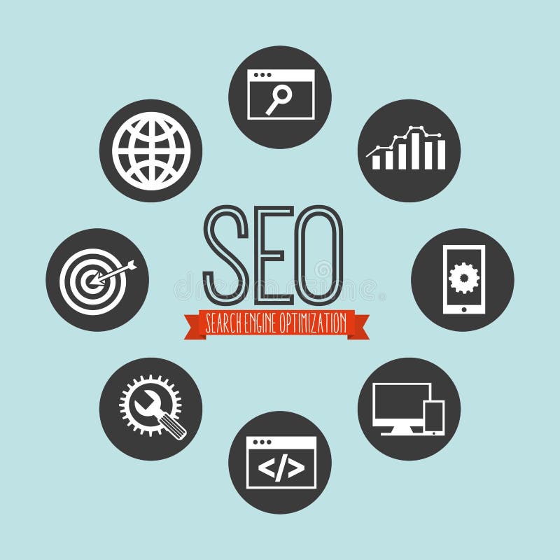Search Engine Optimization Design Stock Illustration - Illustration of ...