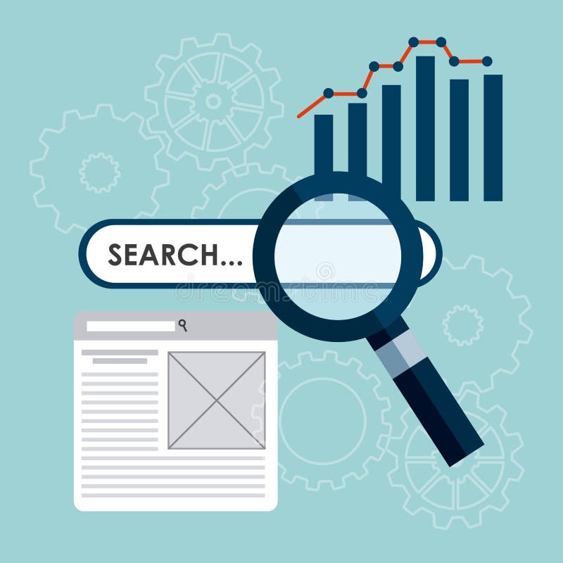 Search engine optimization stock vector. Illustration of magnifying ...