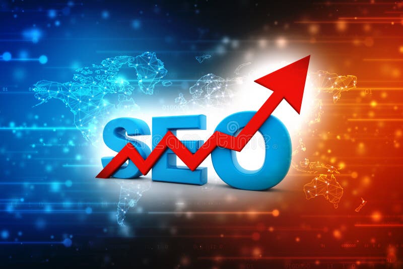 Search Engine Optimization is Growing. 3D RENDERING Stock Illustration ...