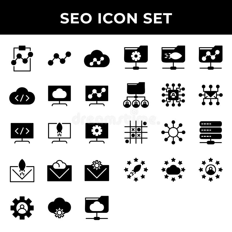 Search Engine Optimization Icon Set Include Clipboard,link,cloud ...