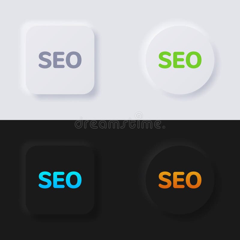 Search Engine Optimization Icon Set, Multicolor Neumorphism Button Soft UI Design. Stock Vector ...